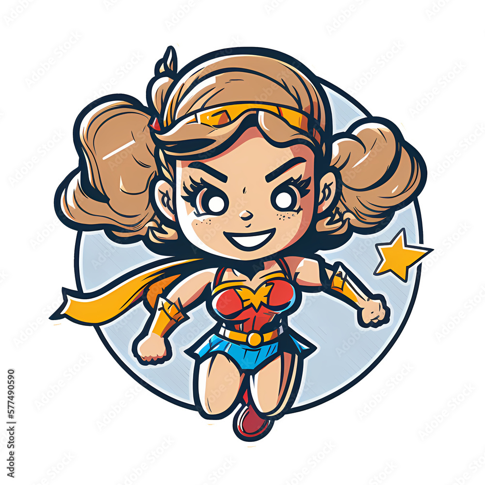 Super Cute Heroine Cute cartoon superhero girl illustration Stock ...