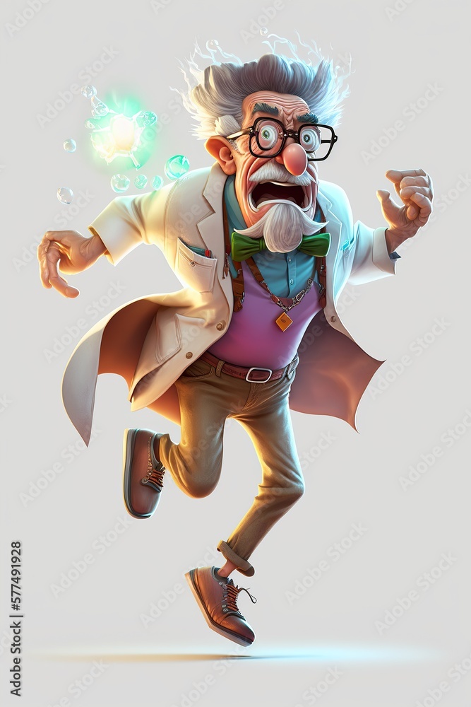 scared scientist running and floating, scared experiment Stock ...