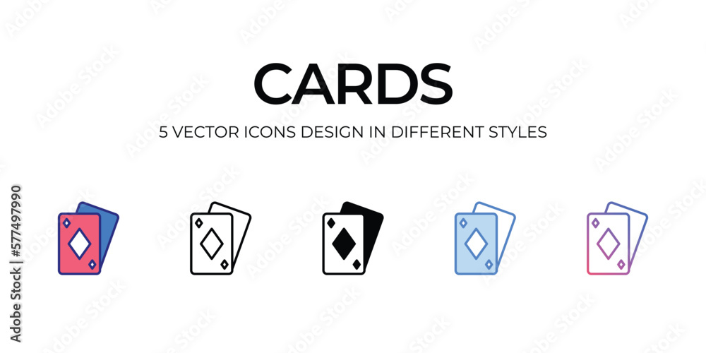 card Icon Design in Five style with Editable Stroke. Line, Solid, Flat ...