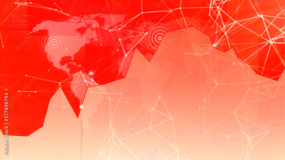 Red graph of danger. Motion. Red chart with moving dot on graph ...