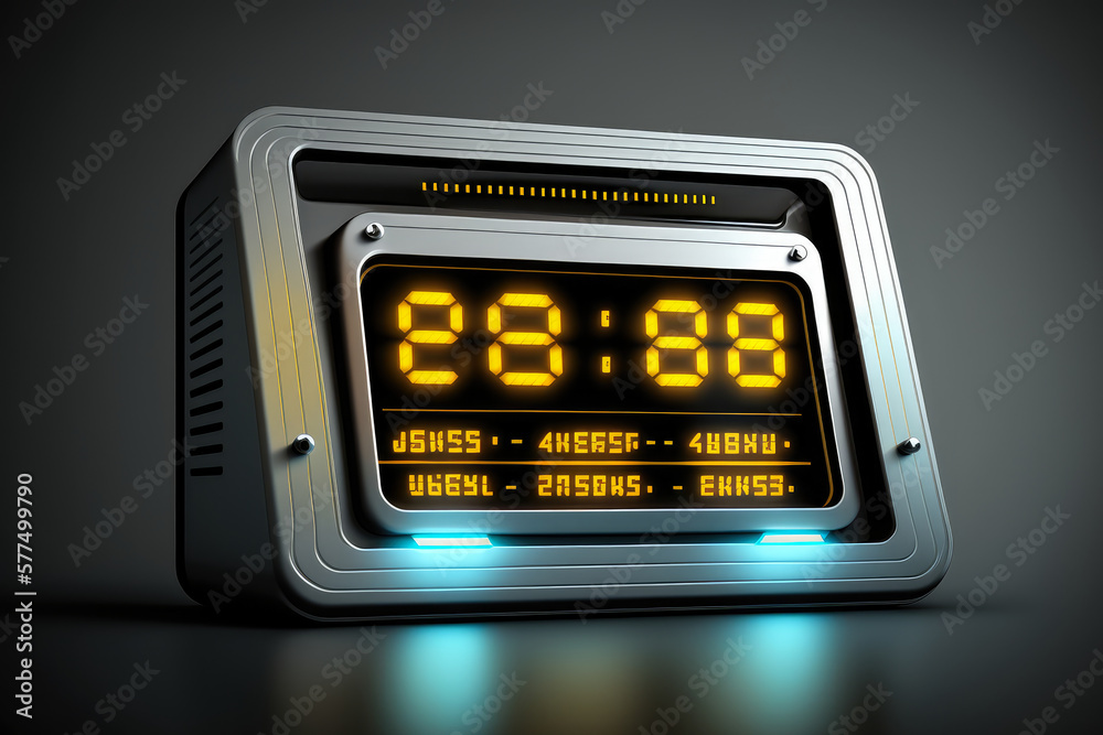 futuristic digital clock display with a sleek design, showing the time ...