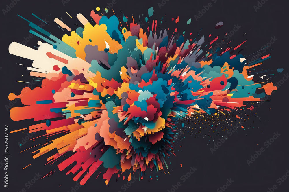 Pixelated Rainbow Explosion Blast of Vibrant Colors and Abstract Shapes ...