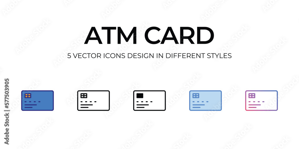 atm card Icon Design in Five style with Editable Stroke. Line, Solid, Flat Line, Duo Tone Color ...