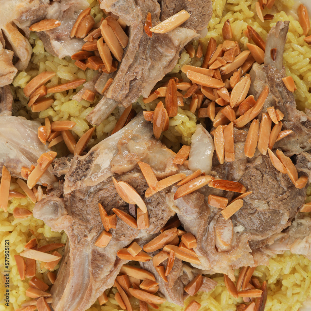 Mansaf, Jordanian national dish. Meat food rice ate Arabic food Stock ...