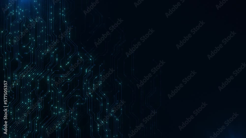 Digital Data moving on Circuit Board and CPU loop backgrounds. Computer ...