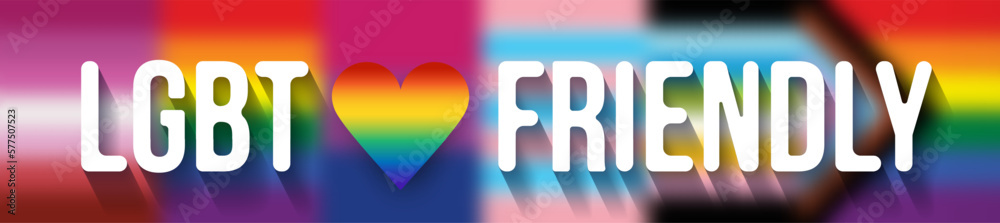 LGBTQ+ word lettering banner. Design typography with Gay parade symbol ...