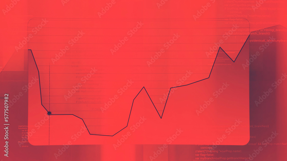 Red graph of danger. Motion. Red chart with moving dot on graph ...