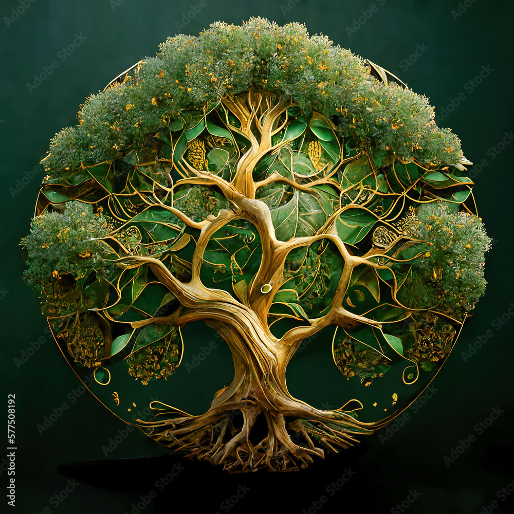 Viking triskel, tree of life, symbol of nature and natural mandala ...