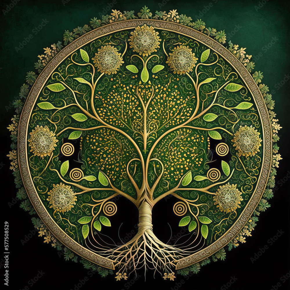 Viking triskel, tree of life, symbol of nature and natural mandala ...