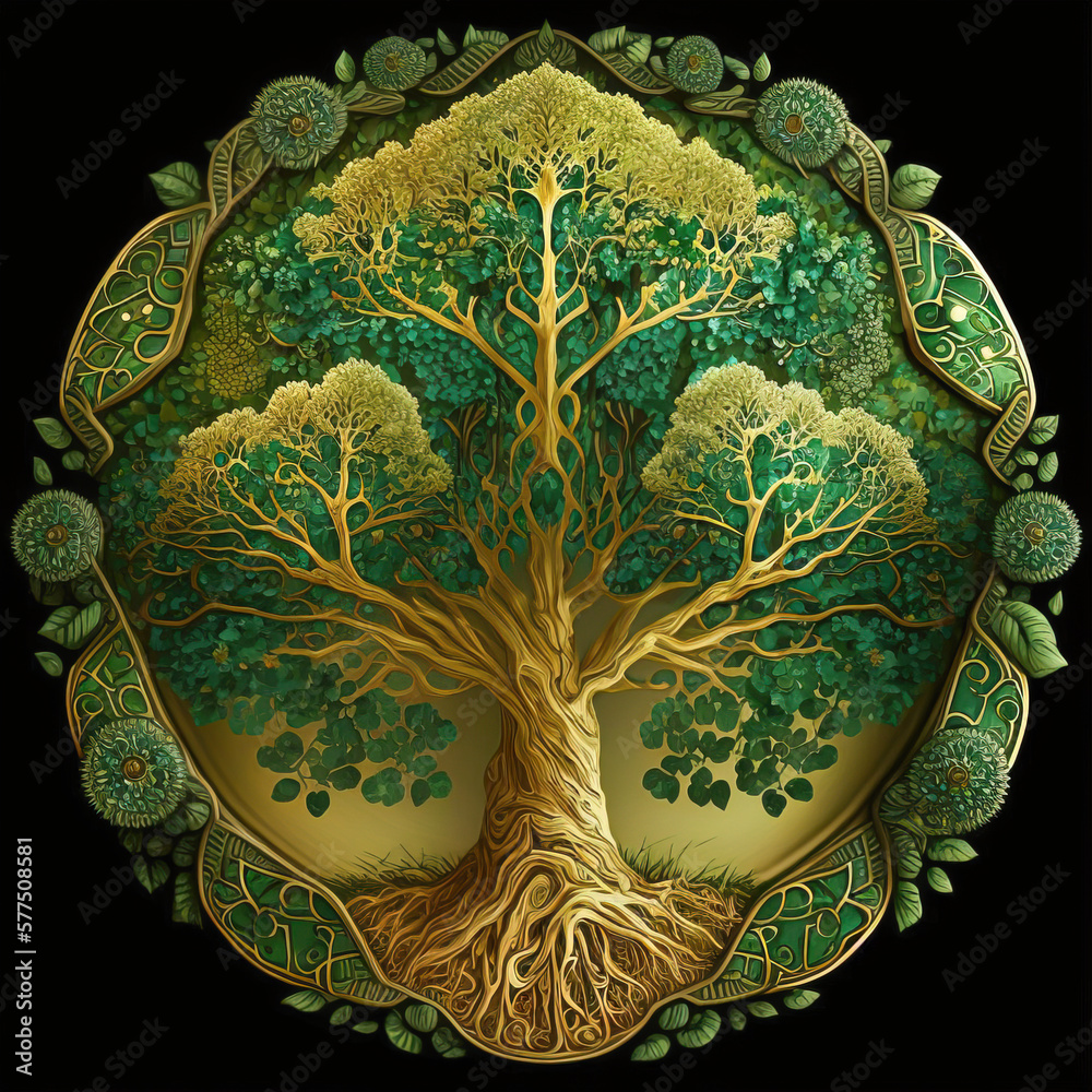 Viking triskel, tree of life, symbol of nature and natural mandala ...