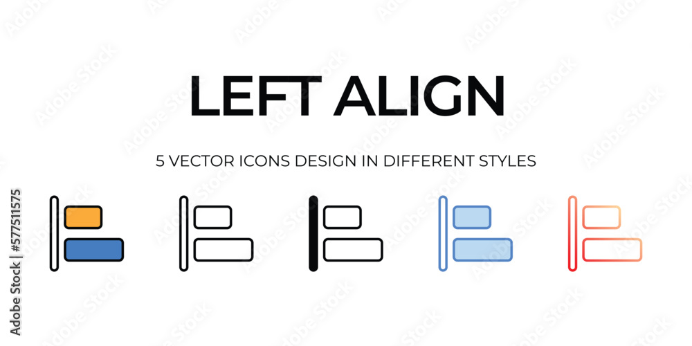 left align Icon Design in Five style with Editable Stroke. Line, Solid ...