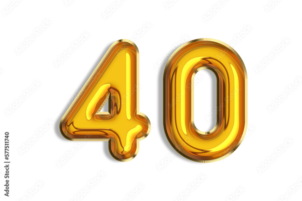 40 years old. Gold balloons, 40th anniversary number, happy birthday ...