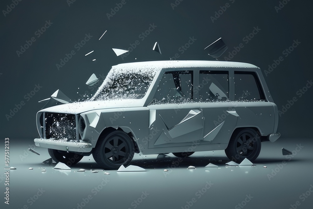 Hailstorm, windows shattered and cars dented,, concept, AI generation ...