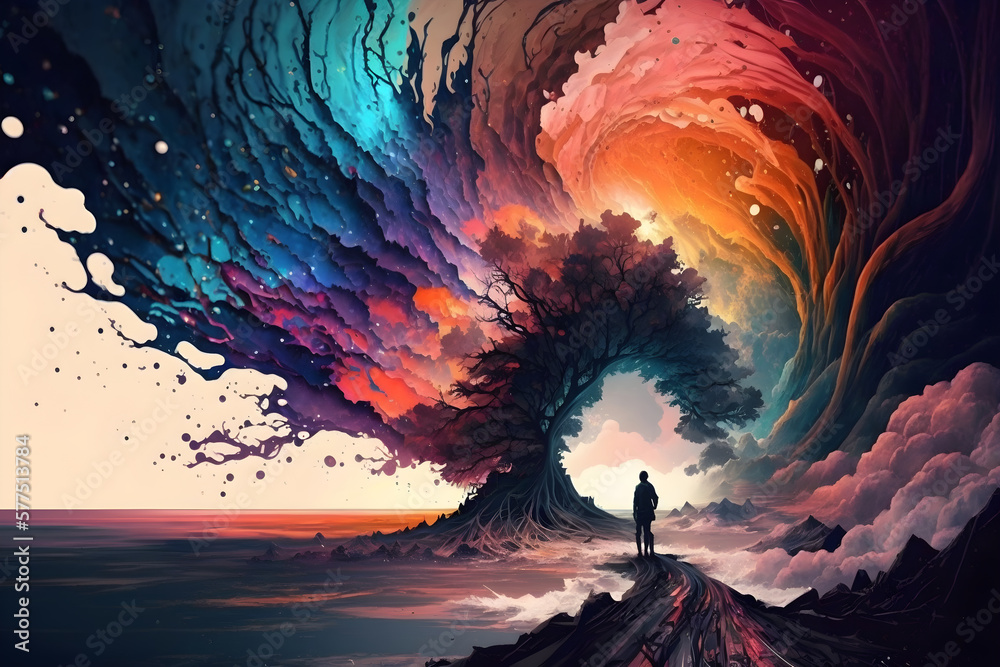 3D Mindfulness Illustration with a Splash of Colors for Inspiration and ...