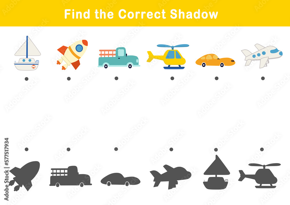 Shadow matching game for kids. Educational game for children. Find the ...
