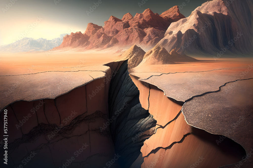 Tectonic plate shift and tectonic fault concept. AI generated Stock ...