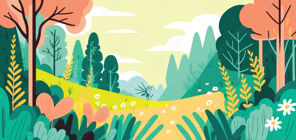 Vector illustration in trendy flat simple style - spring and summer ...