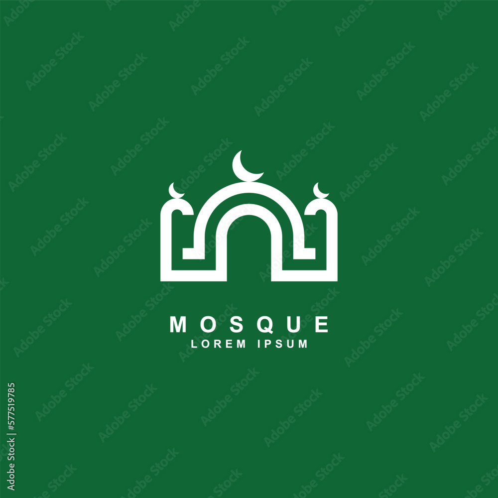 Mosque logo design template elements. White mosque icon vector ...