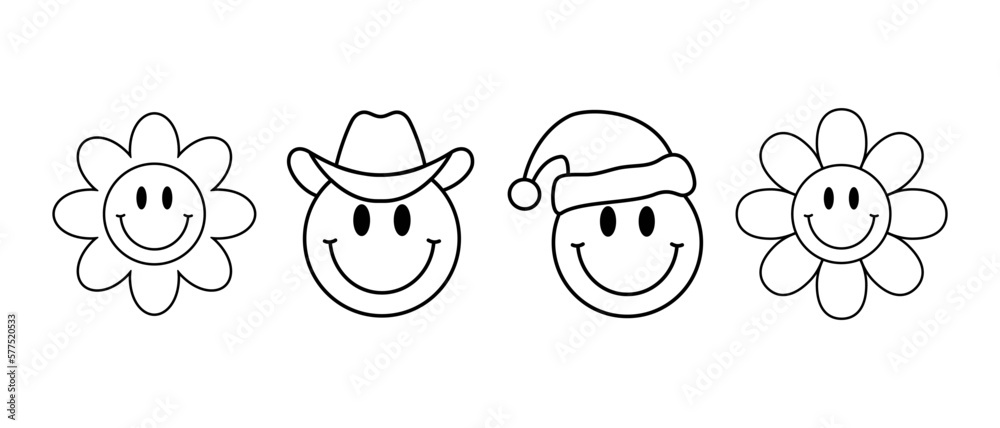 Hand drawn smiley face set doodle drawings funny melting smile face ...