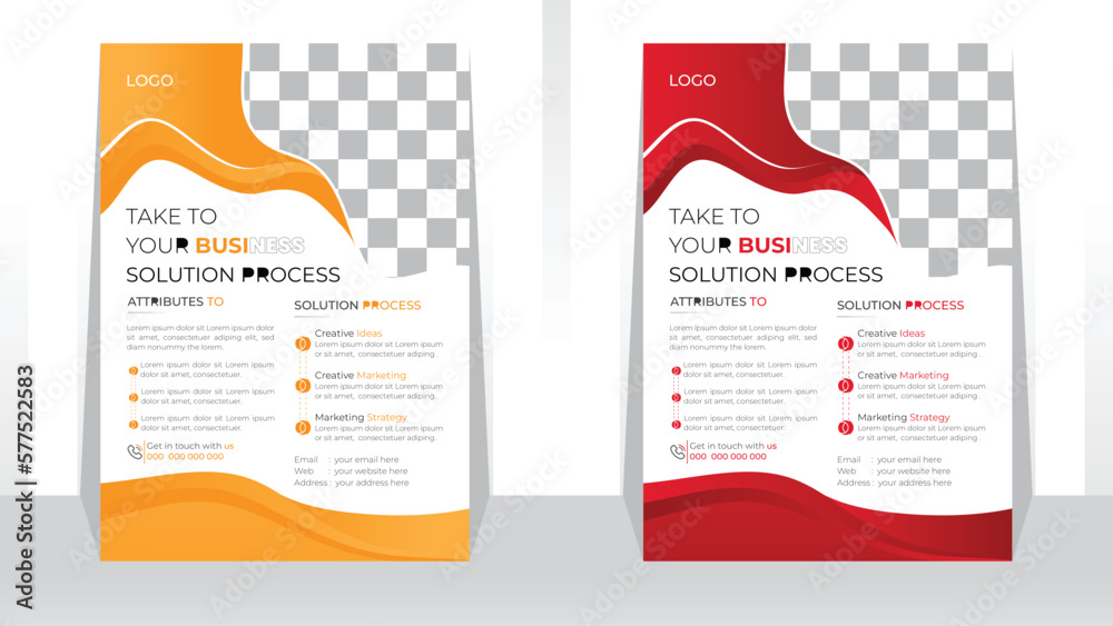 business solution flyer template with abstract shape and modern flyer ...