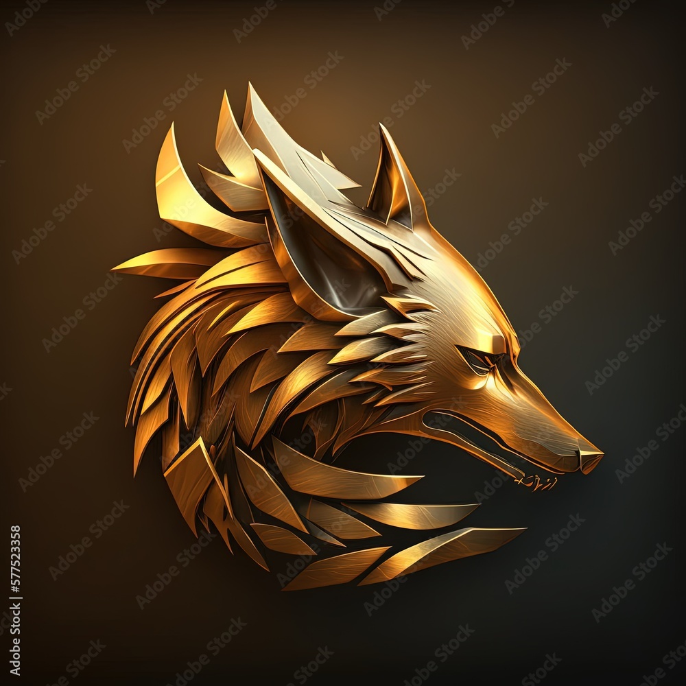 Golden wolf logo. Generative AI. Stock Illustration | Adobe Stock