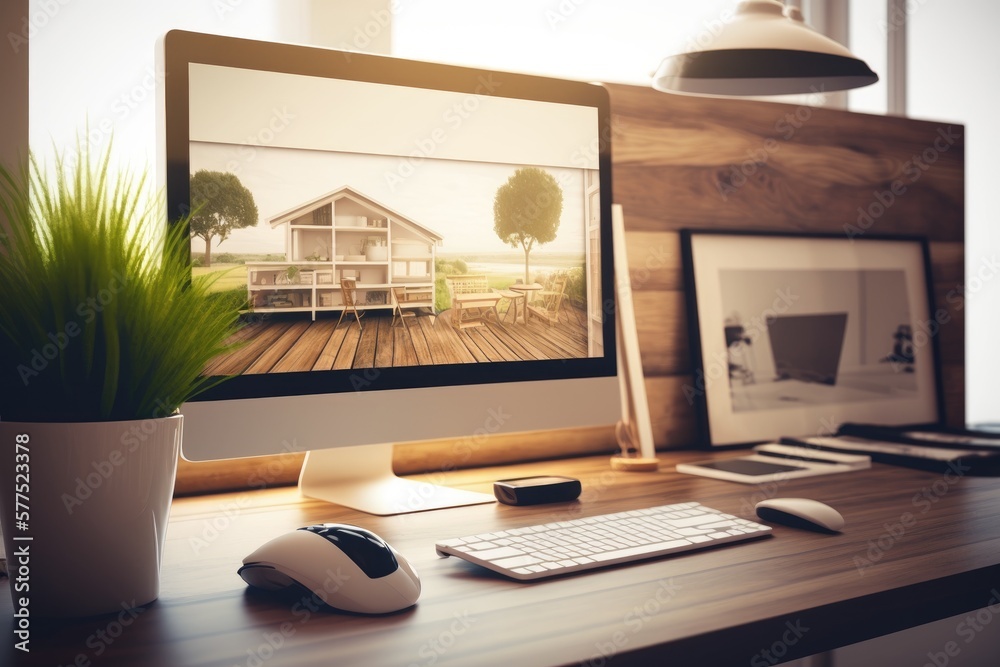 Architect photographer designer desktop concept, camera on wooden work ...