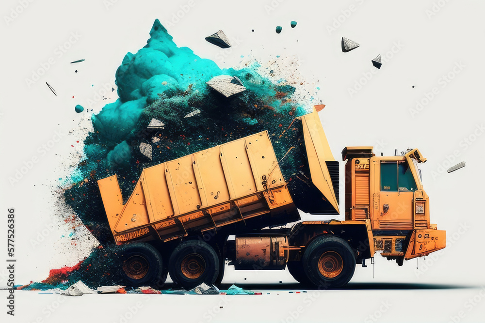 dump truck unloads load of waste, adding to the ever-growing pile of ...