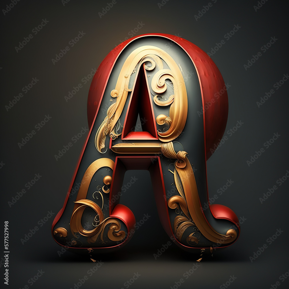 3d, letter, symbol, sign, gold, generative, ai, illustration, vector ...