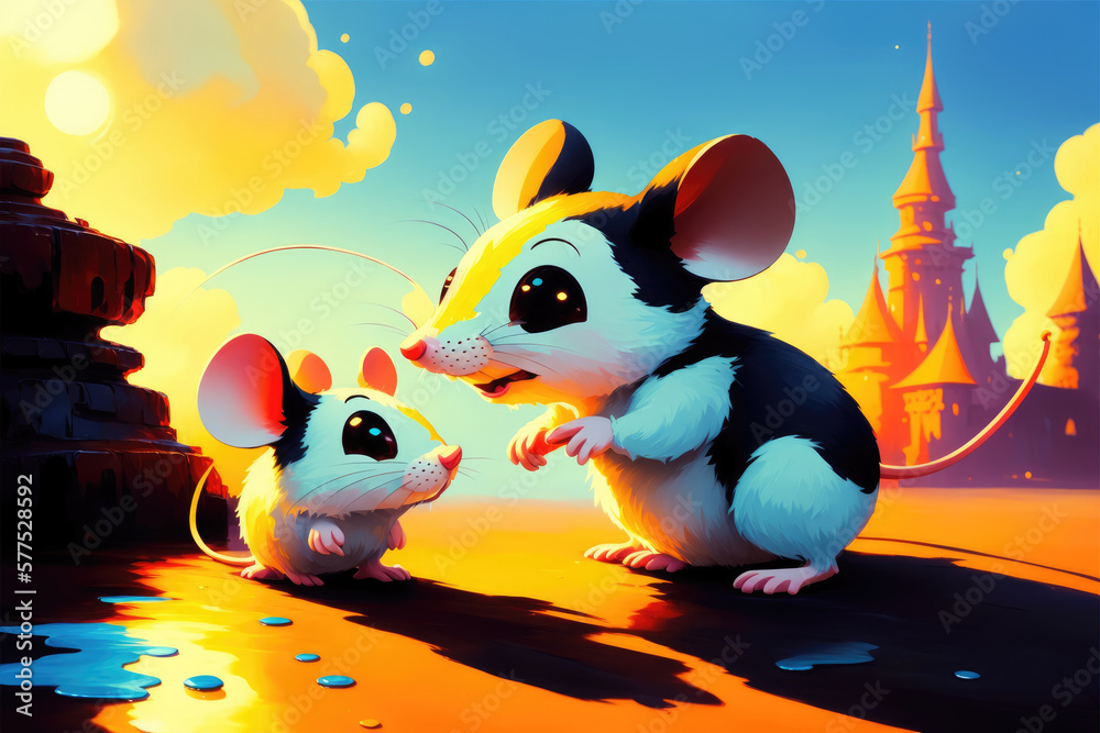 Colorful magic mouse, cartoon style painting. Generative ai art ...