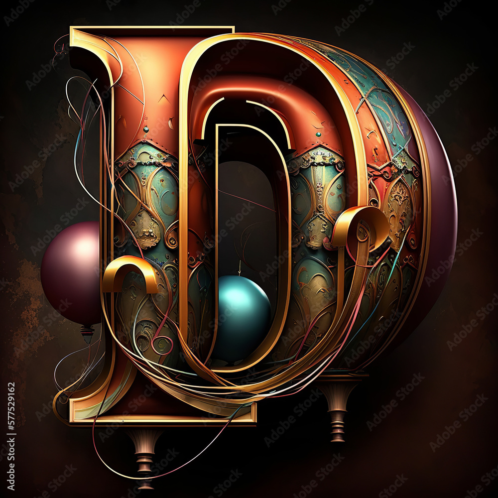 3d, letter, symbol, sign, gold, generative, ai, illustration, vector ...