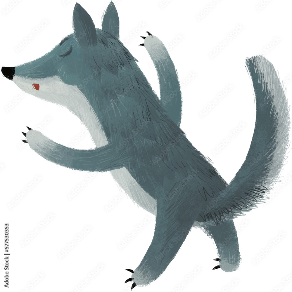 cartoon scene with bad wolf on white background illustration for ...