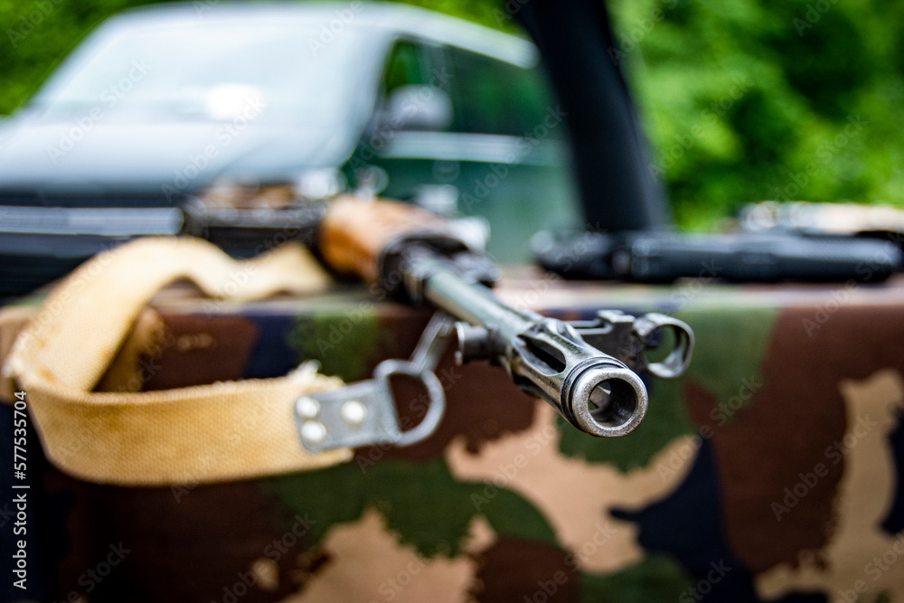 Poster The muzzle of one of the weapons of the Soviet Kalashnikov ...