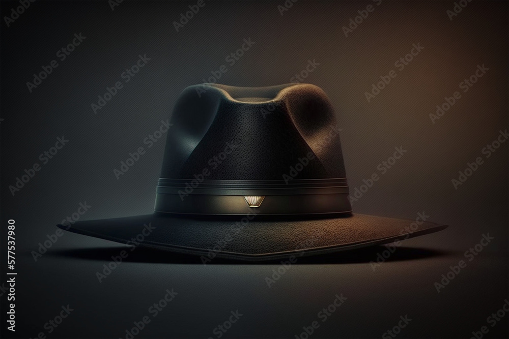 Fashion hat front view design concept in dark background with cinematic ...