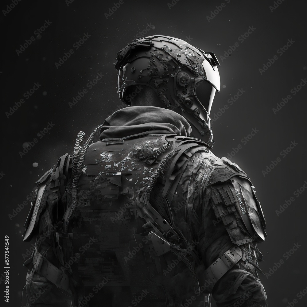 Soldier with simple colors, minimalistic created with Generative AI ...