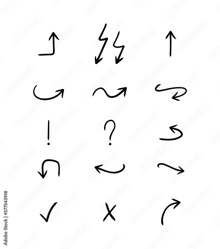 set of hand drawn arrows, Hand drawn arrows without background in high ...