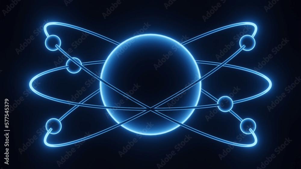 3D animation of molecular structure with electrons. Design. Electrons ...