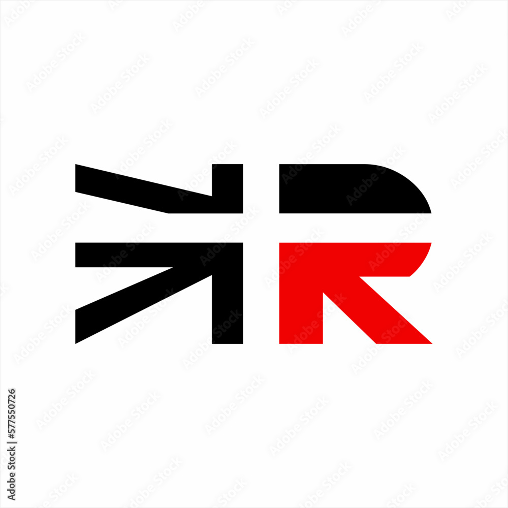 Flag logo design with letter R and arrows in corners. Stock Vector ...
