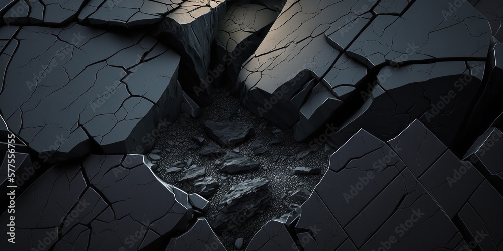 Cracked rock texture, black background Perfect for design Spacious ...