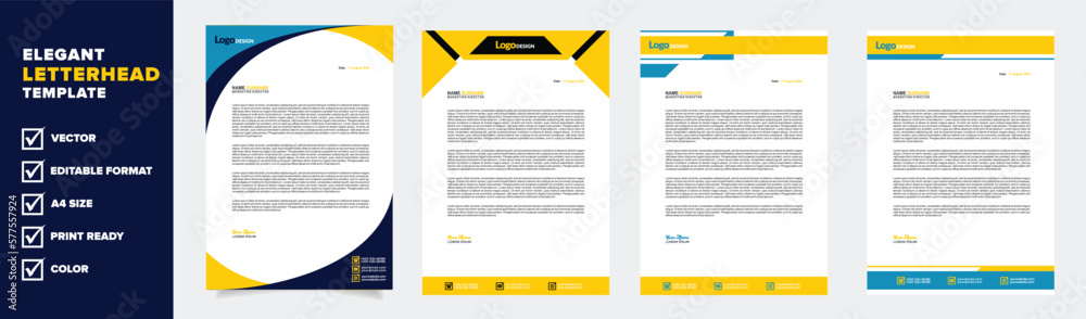 modern letterhead template, for business company stationery design with ...
