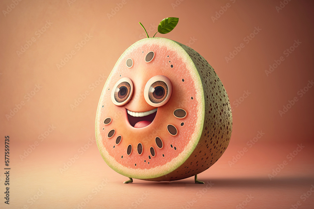 Cute Cartoon Guava Character (Created with Generative AI) Stock ...