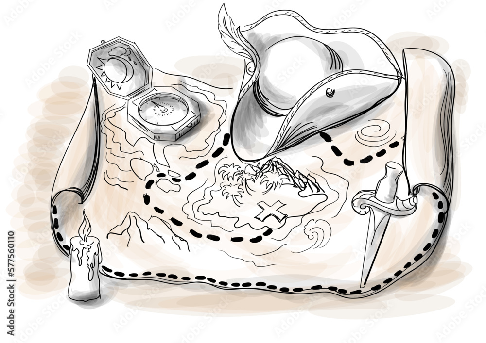 pirate map Stock Vector | Adobe Stock