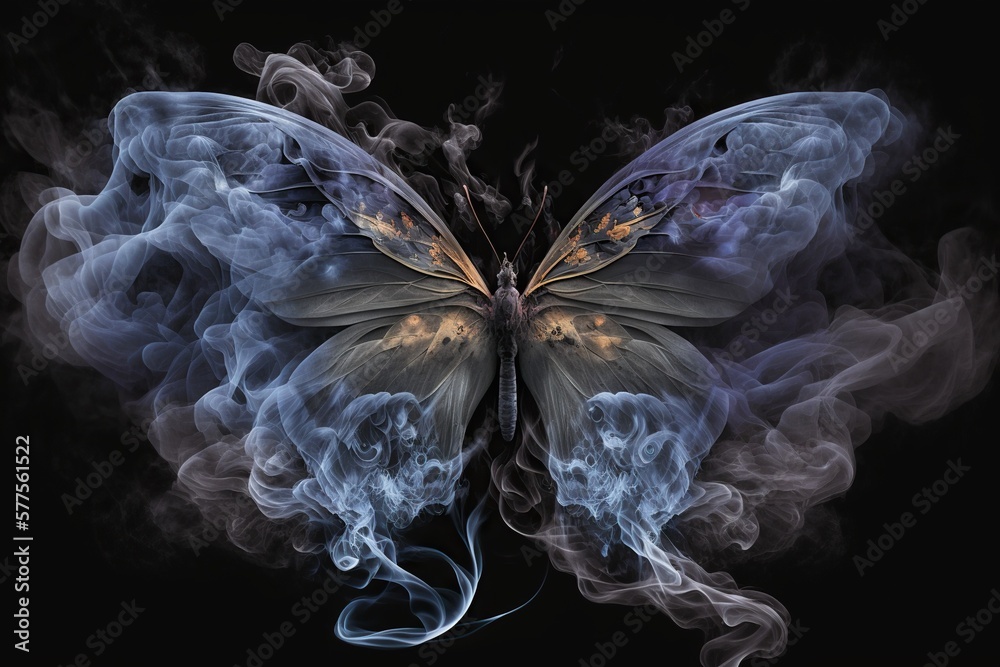 Butterfly made of smoke, concept of Abstract Art and Transience ...