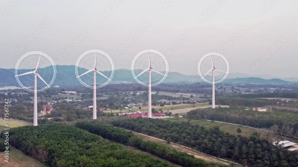 Holographic animation of wind turbines combined with landscapes of ...