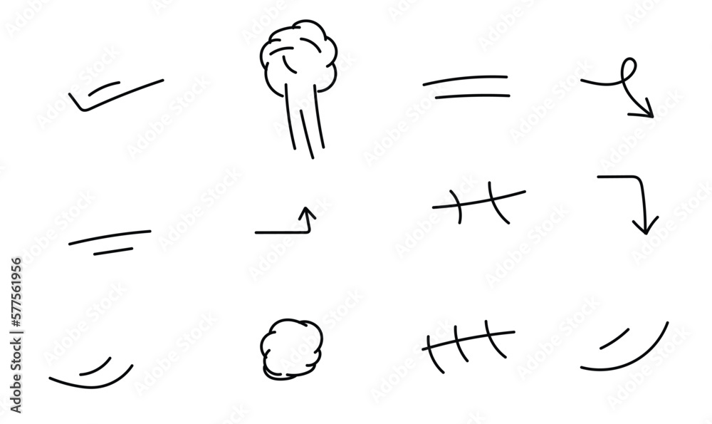 Vector set of hand-drawn cute cartoony expression sign doodle line ...