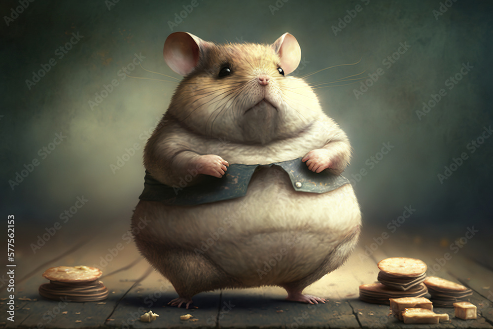 Very fat mouse, concept of Obesity and Overweight, created with Generative AI technology Stock ...
