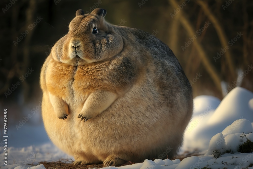 Very fat hare, concept of Round and Cuddly, created with Generative AI ...