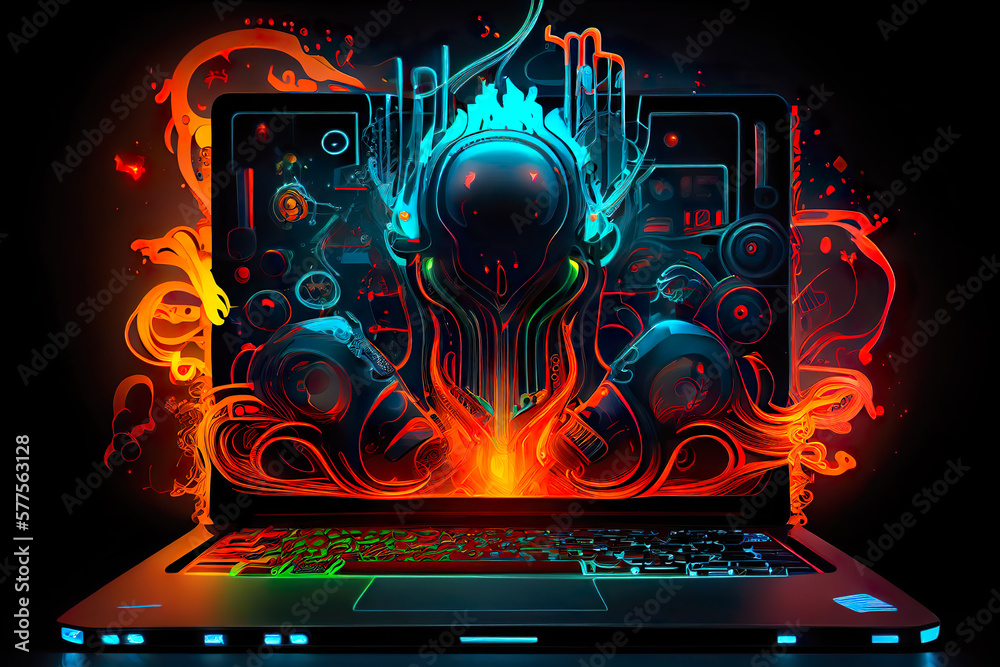abstract futuristic super gaming laptop, illustration, concept, artwork ...