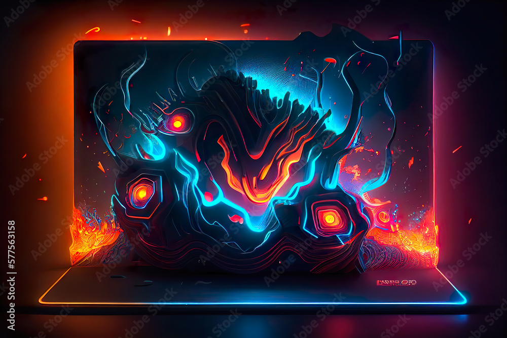 abstract futuristic super gaming laptop, illustration, concept, artwork ...