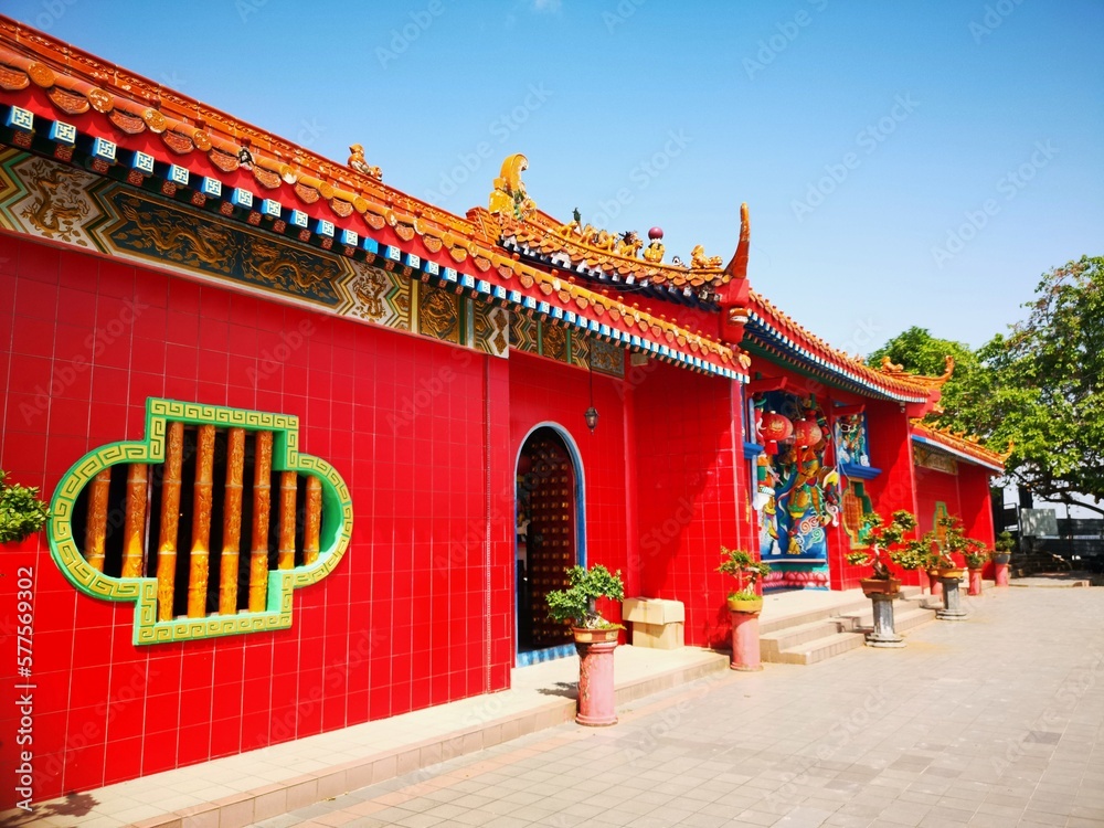 Ching San Yen Temple, a Buddhist temple on a hill at the Sarawak River ...