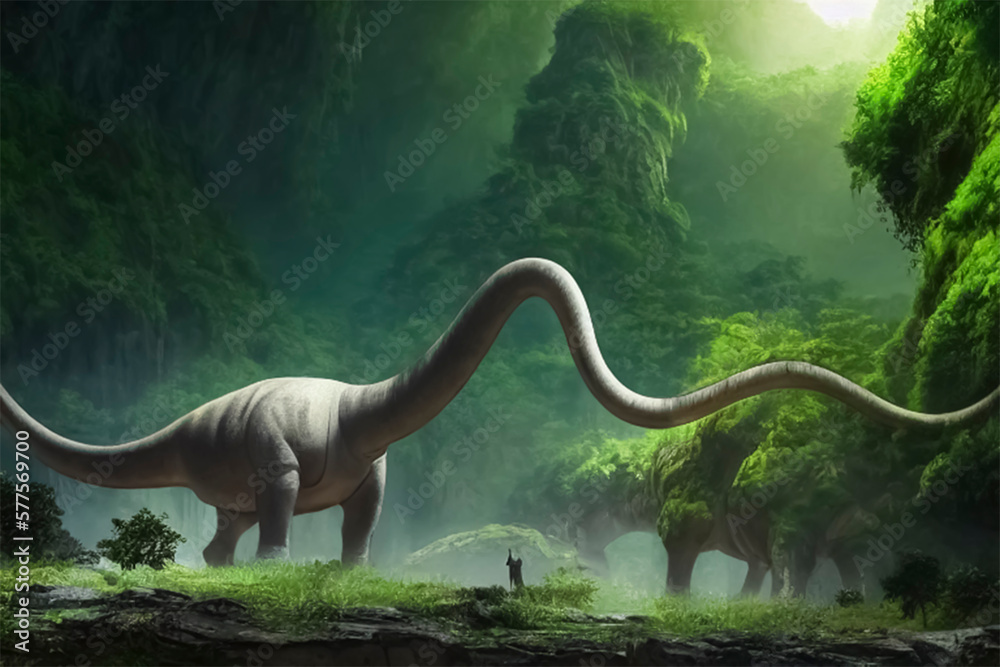 Sauropods are dinosaurs that have long necks. Stock Illustration ...